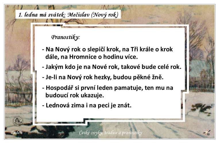Pranostiky na den 1. 1. | České zvyky, tradice a pranostiky