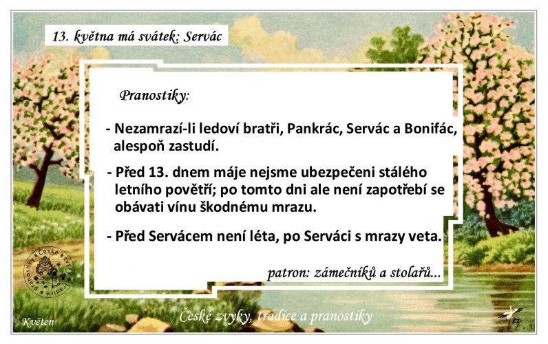 Pranostiky na den 13. 5. | České zvyky, tradice a pranostiky