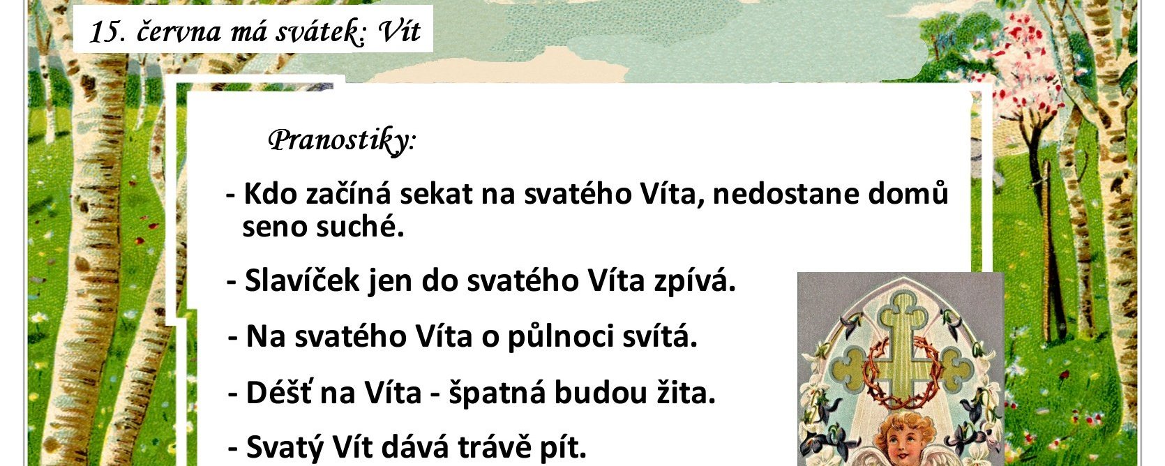 Pranostiky na den 15. 6. | České zvyky, tradice a pranostiky