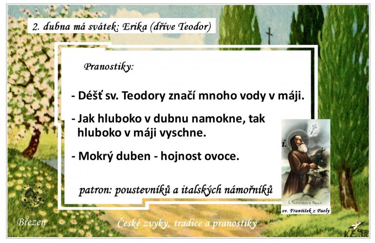 Pranostiky na den 2. 4. | České zvyky, tradice a pranostiky