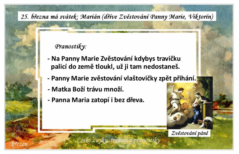 Pranostiky na den 25. 3. | České zvyky, tradice a pranostiky