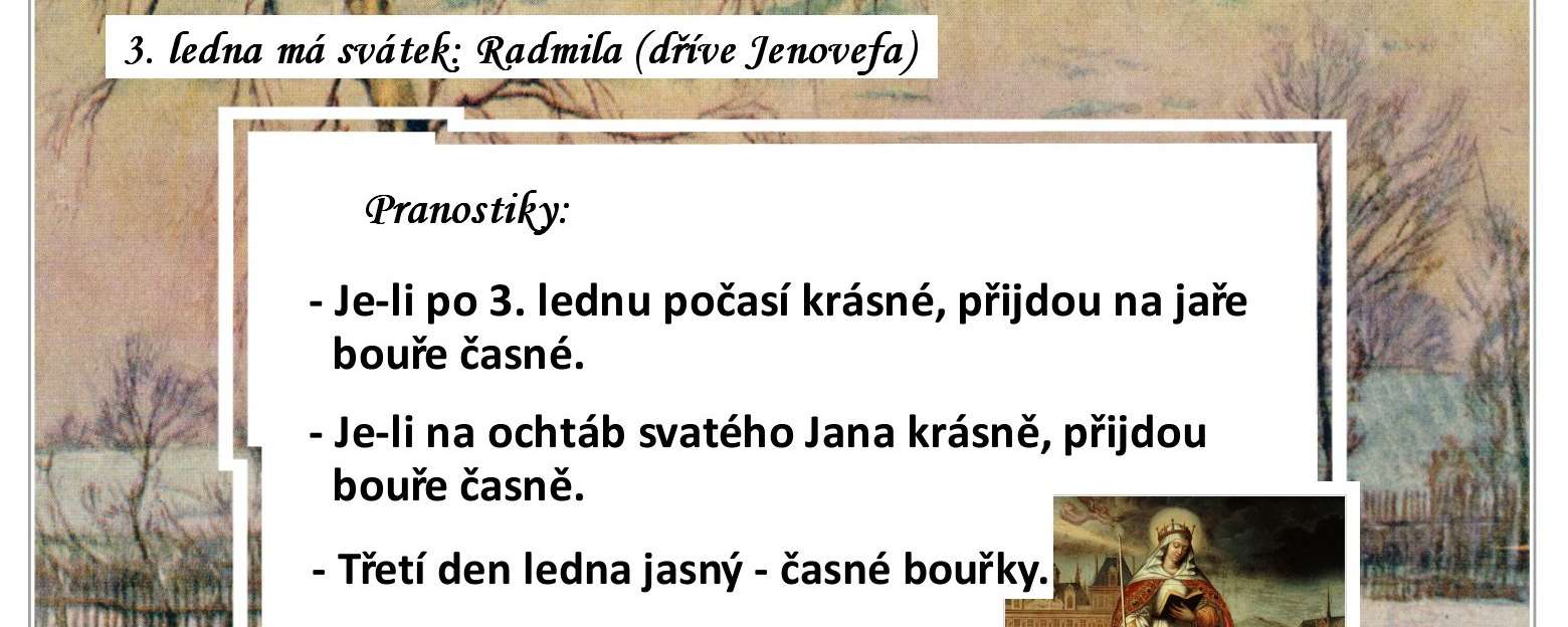 Pranostiky na den 3. 1. | České zvyky, tradice a pranostiky