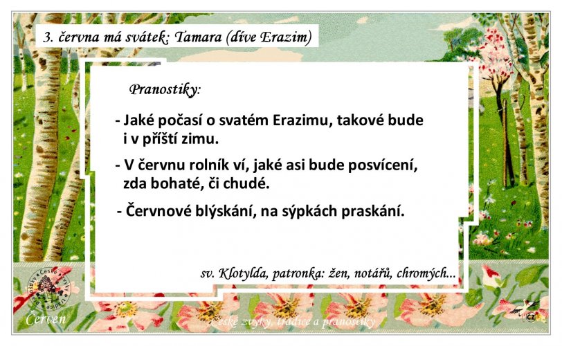 Pranostiky na den 3. 6. | České zvyky, tradice a pranostiky